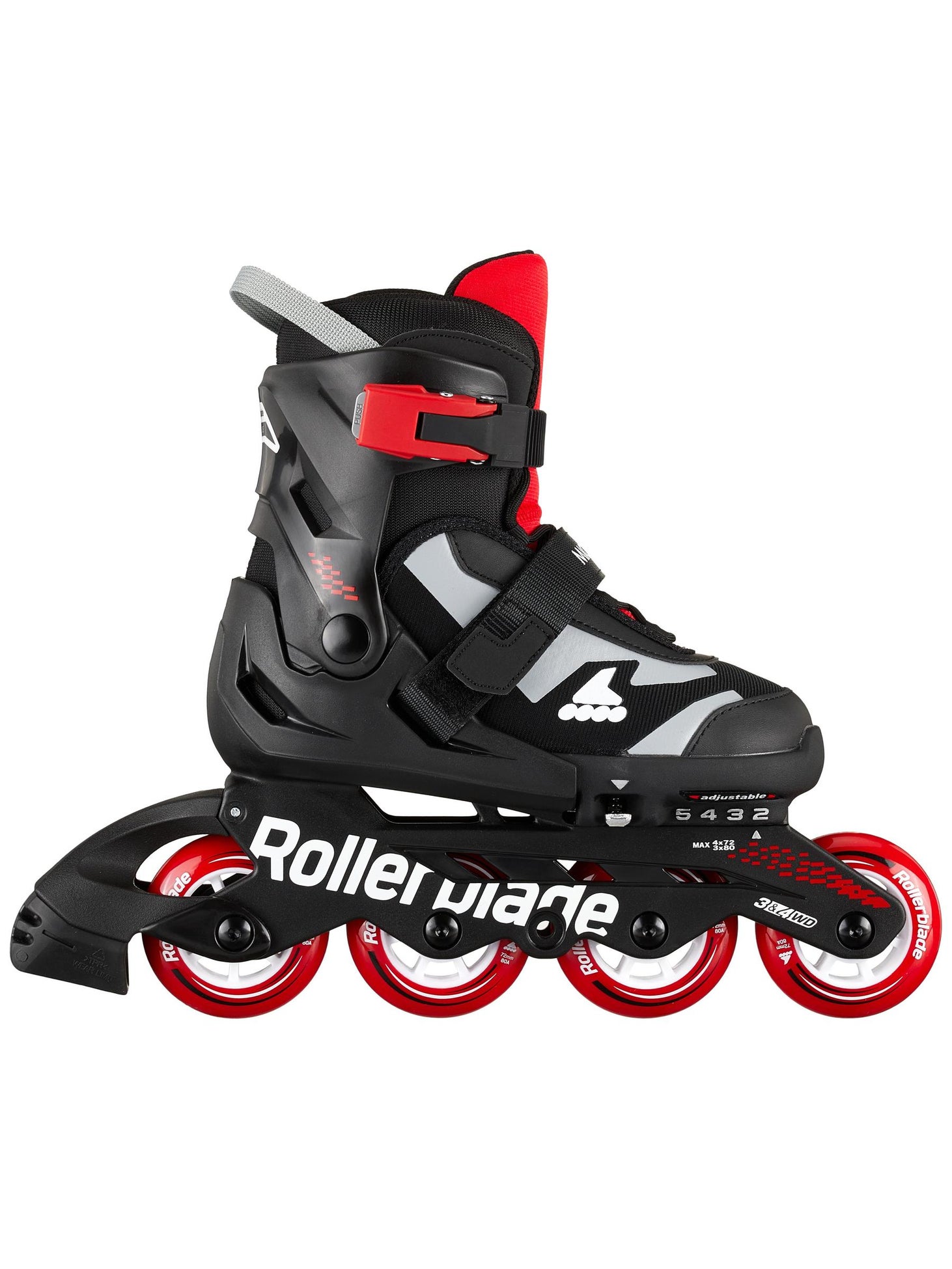 Rollerblade Microblade Adjustable Skates - Black/Red - Inline Warehouse